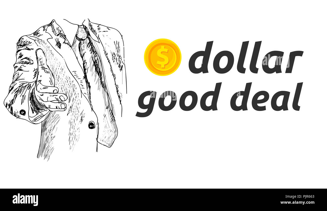 Dollar good deal handshake concept. flat cartoon illustration Stock ...
