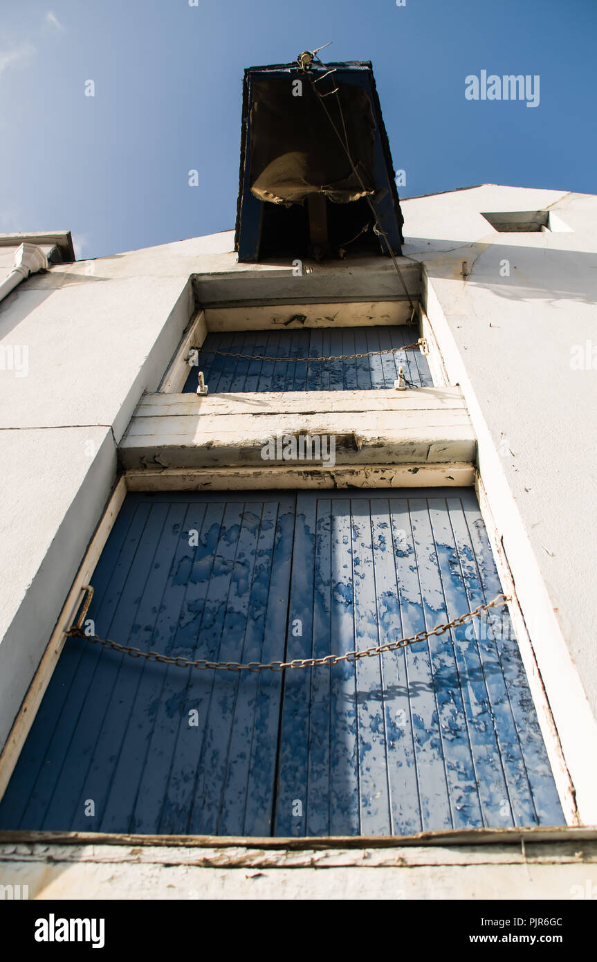 Winch arm above two storey doors of an old warehouse, Belfast Stock ...