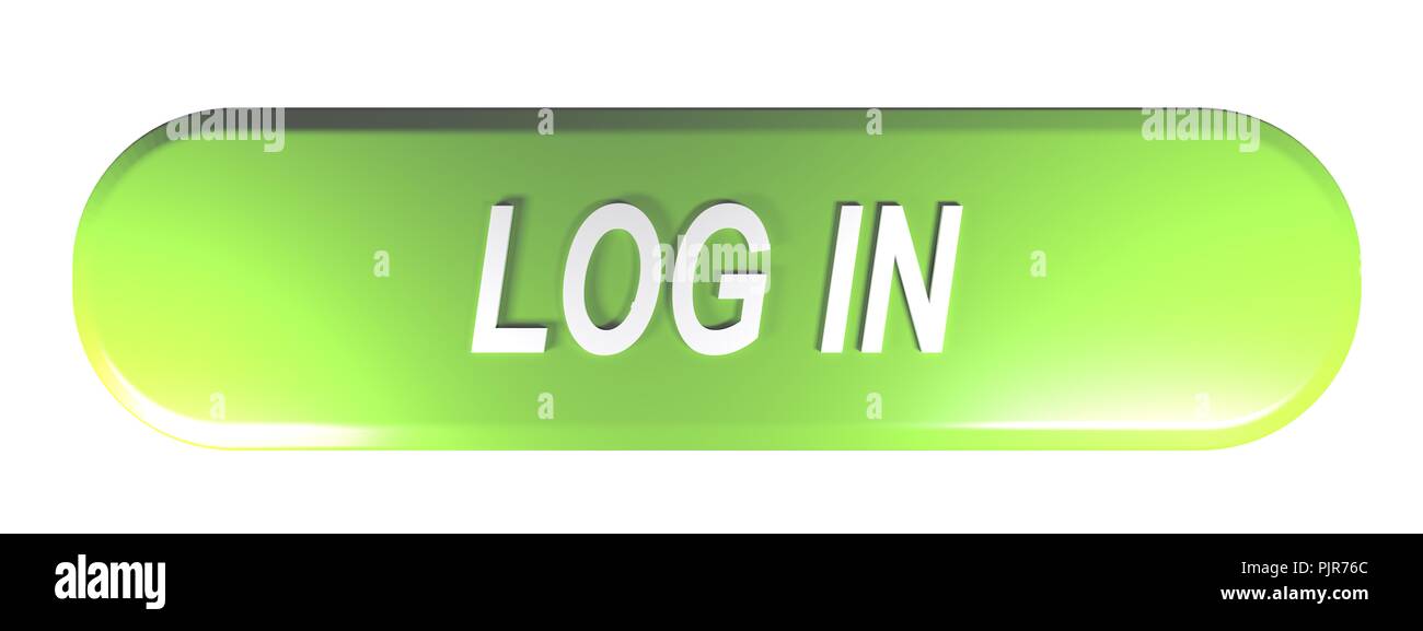Green rounded rectangle push button to LOG IN - 3D rendering Stock ...