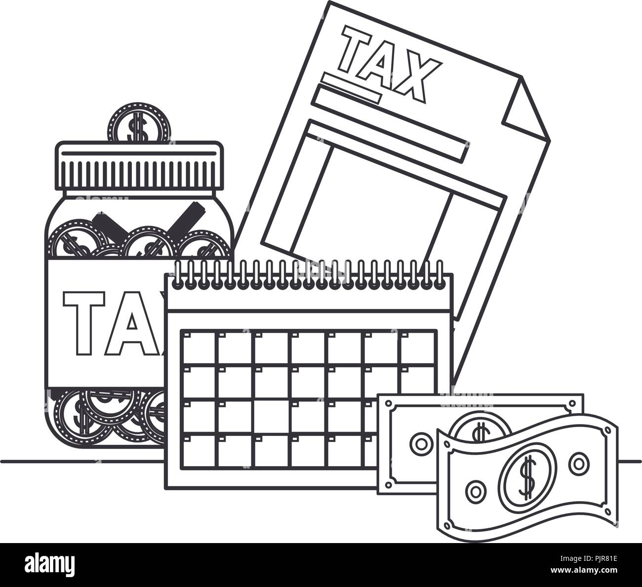 tax document with money and calendar Stock Vector Image & Art - Alamy