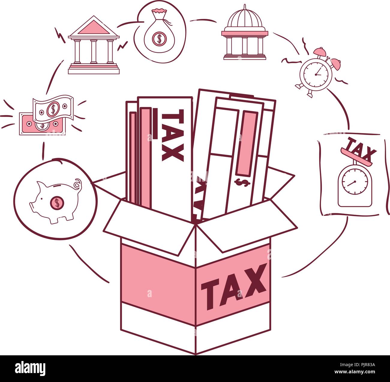 box carton taxes with set icons Stock Vector Image & Art - Alamy