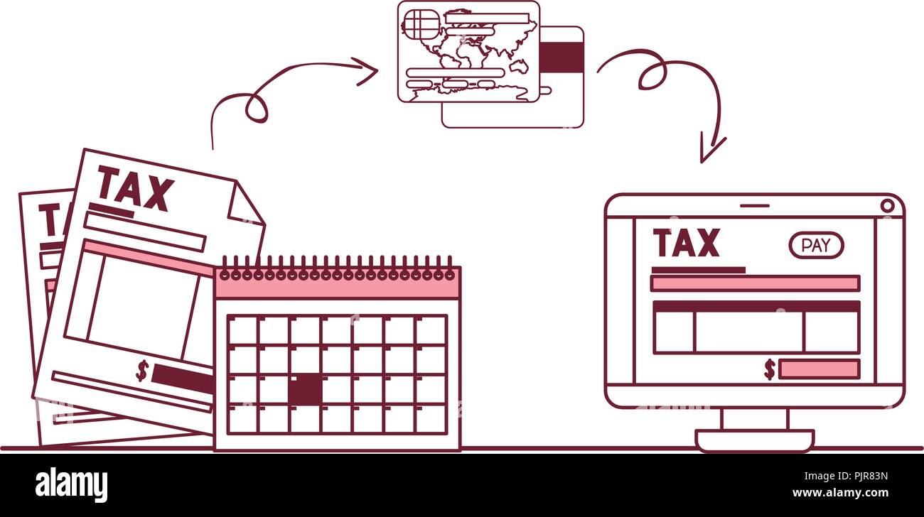 computer with tax on line and set icons Stock Vector Image & Art - Alamy