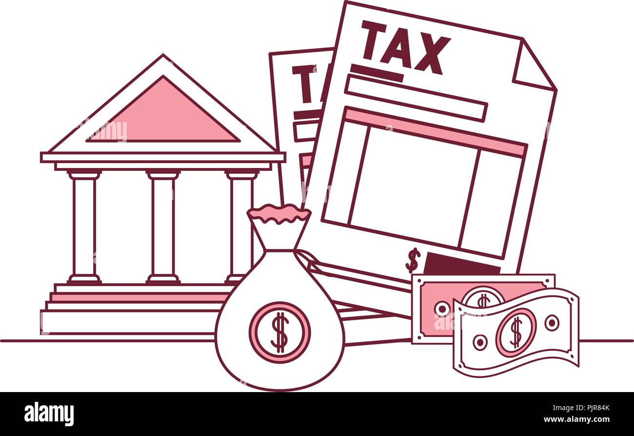 tax document with bank building and money Stock Vector Image & Art - Alamy