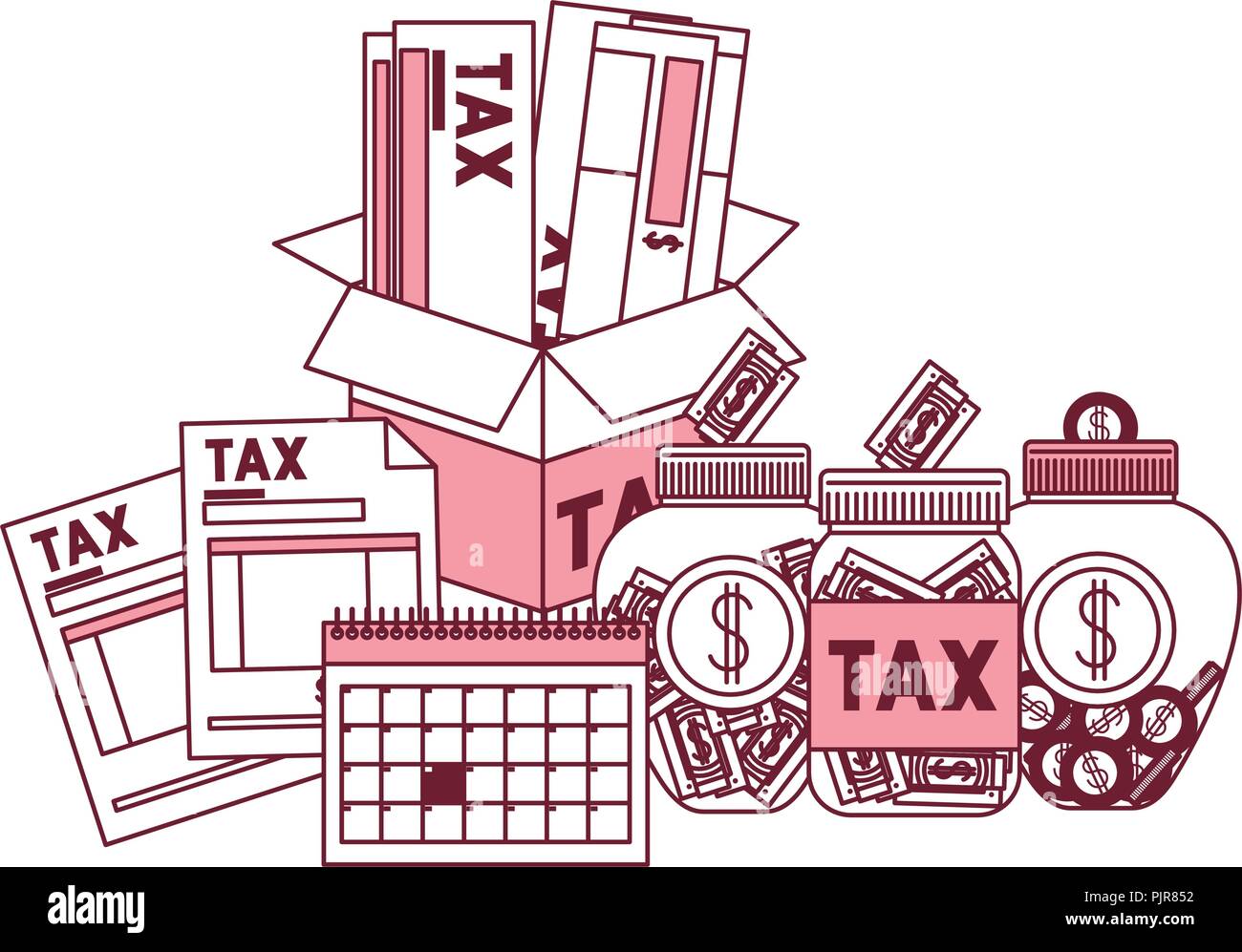 box carton taxes with set icons Stock Vector Image & Art - Alamy