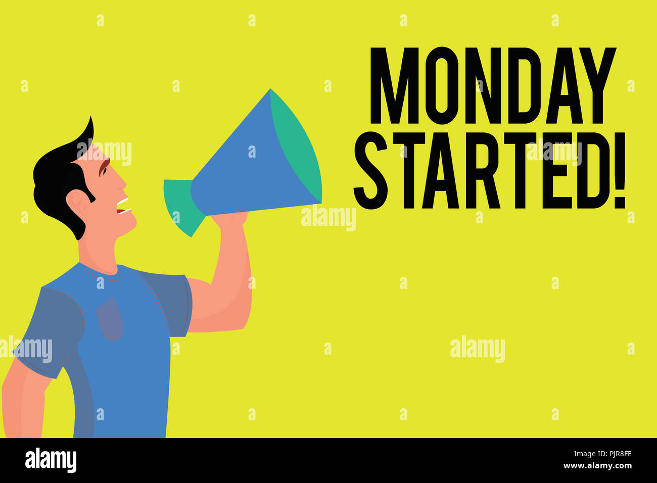 Writing note showing Monday Started. Business photo showcasing getting ...