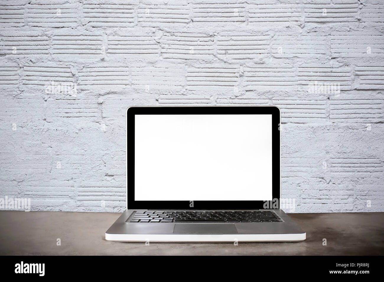 Mockup personal laptop computer with white display screen and white ...
