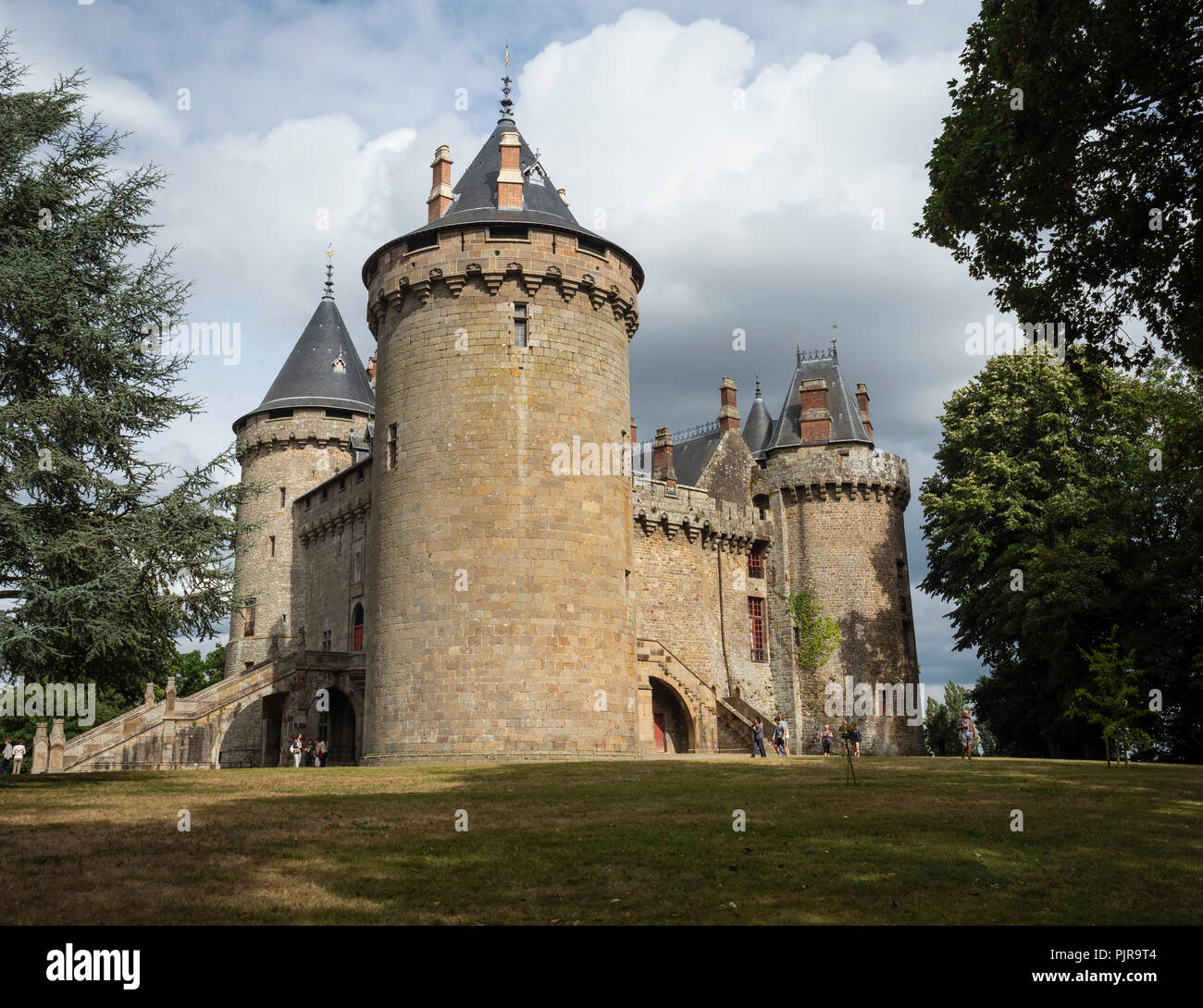 Castle Chateaubriand in Combourg in Brittany, seen from the castle park ...