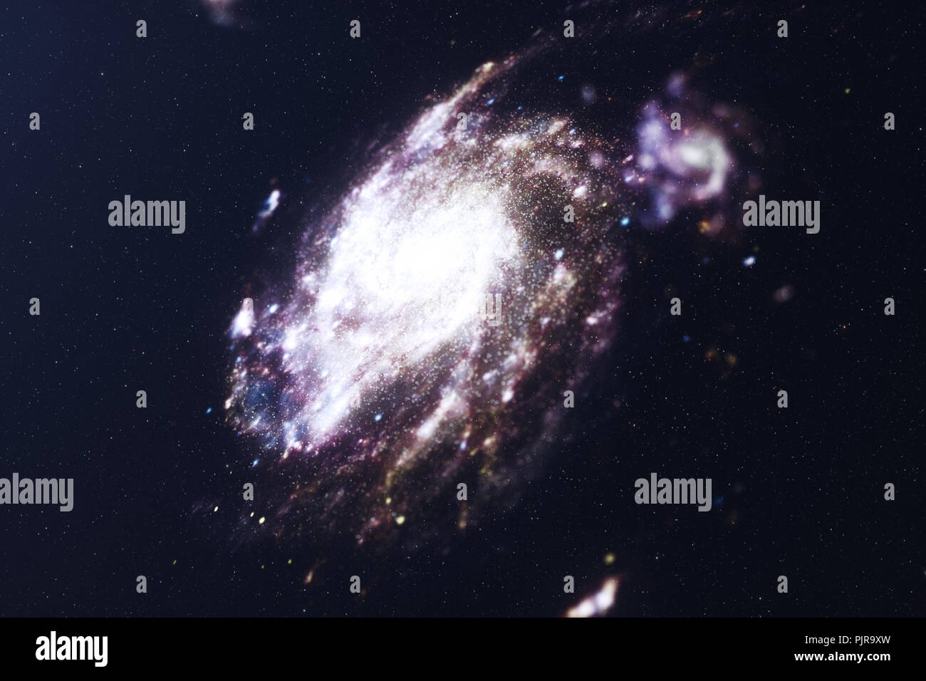 3D illustration galaxy in deep space. Spiral galaxy consisting of star ...