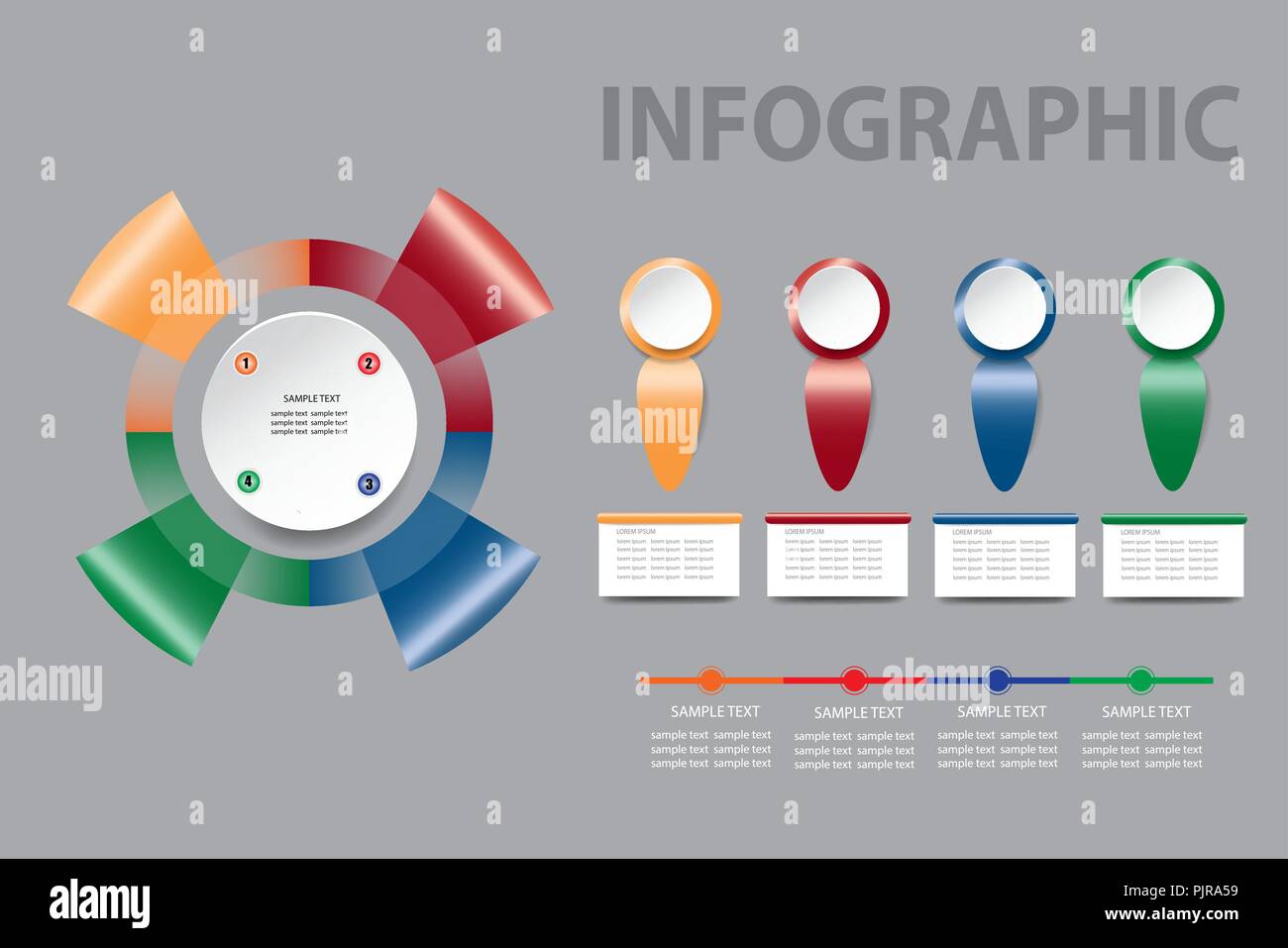 Modern quarterly infographic vector of colorful gradient circle ...