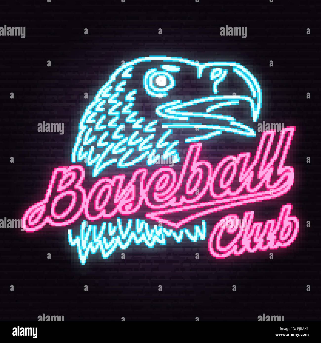 Neon Baseball club badge. Vector illustration. Concept for shirt or ...