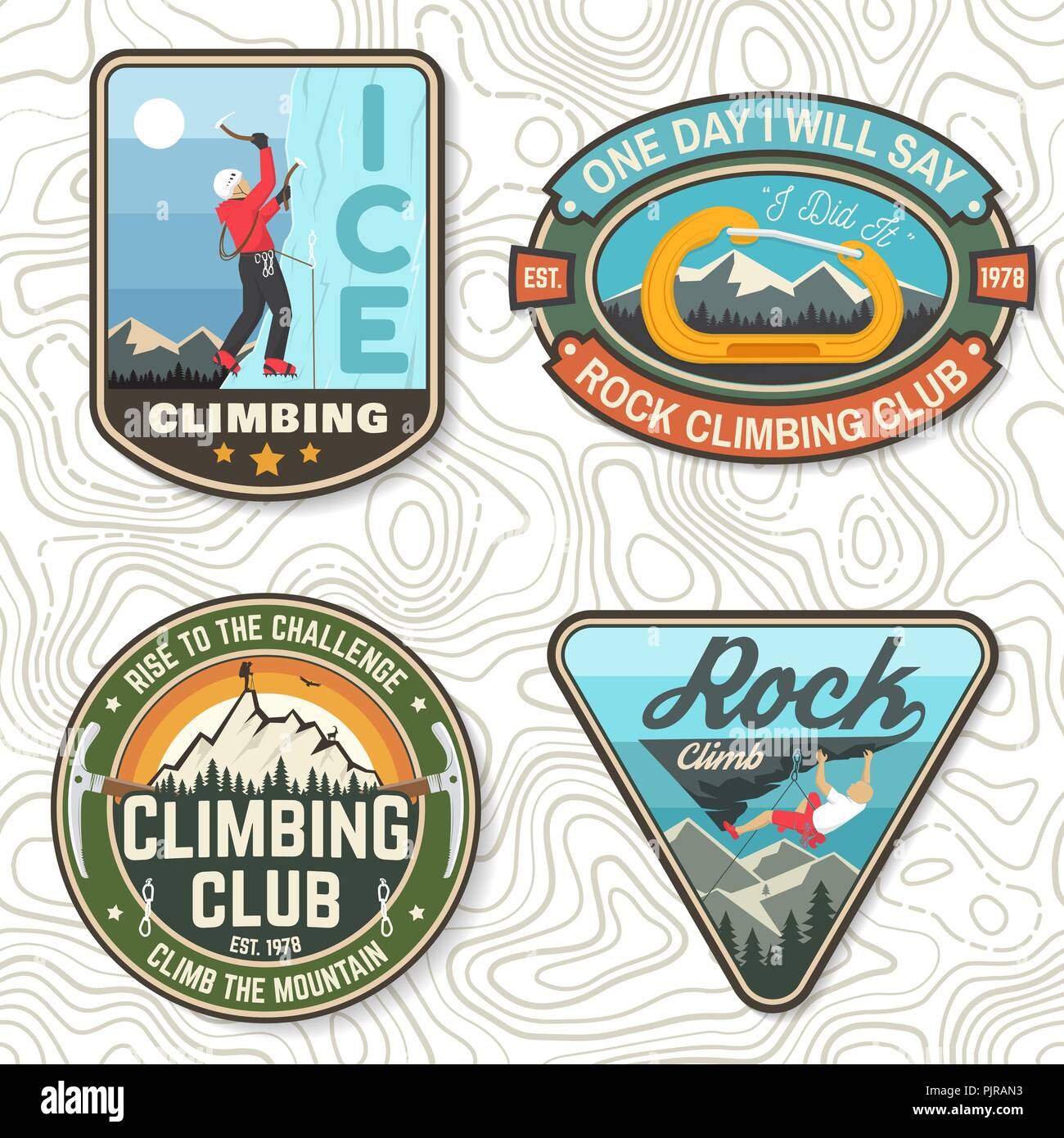 Set of Rock Climbing club badges. Vector illustration. Concept for ...