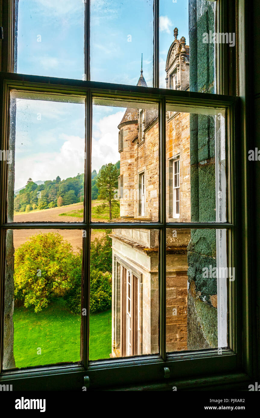 The view from a sash window showing the ornate dormer windows and a ...