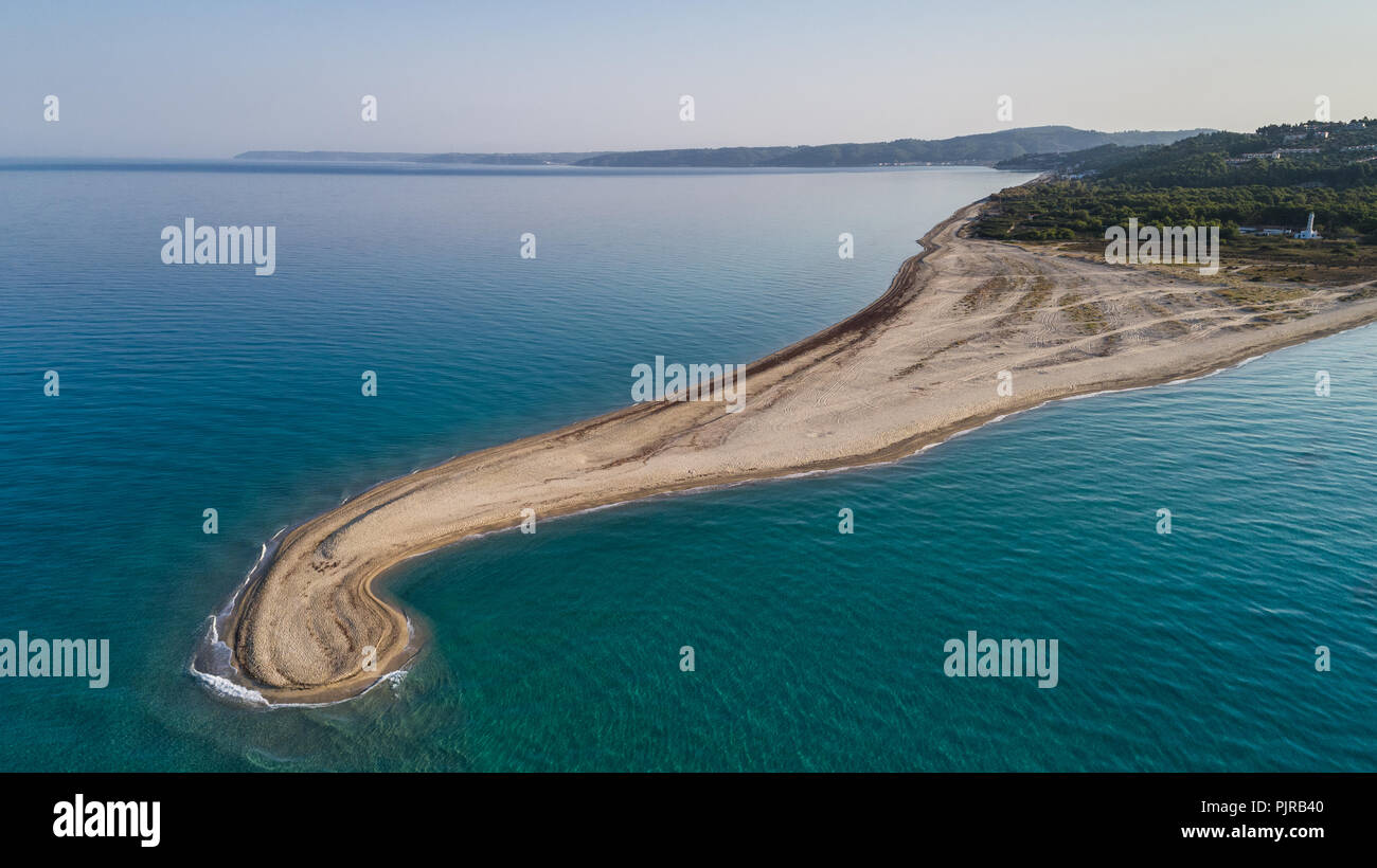 beach at Possidi Cape on the Kasandra Peninsula. Greece. Aerial view ...