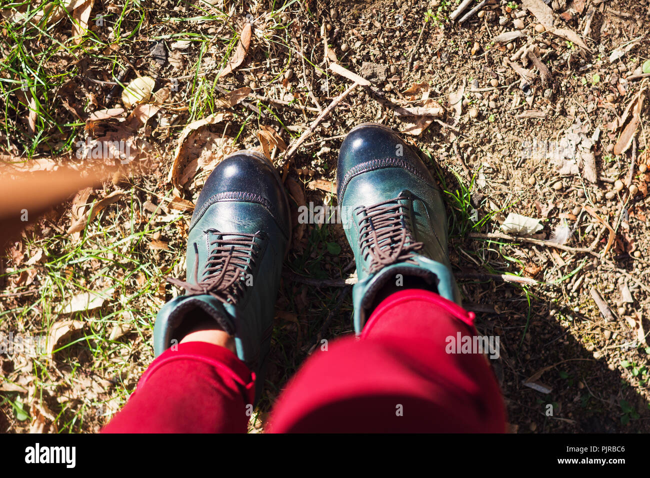 Leg in the fall shoes hi-res stock photography and images - Alamy