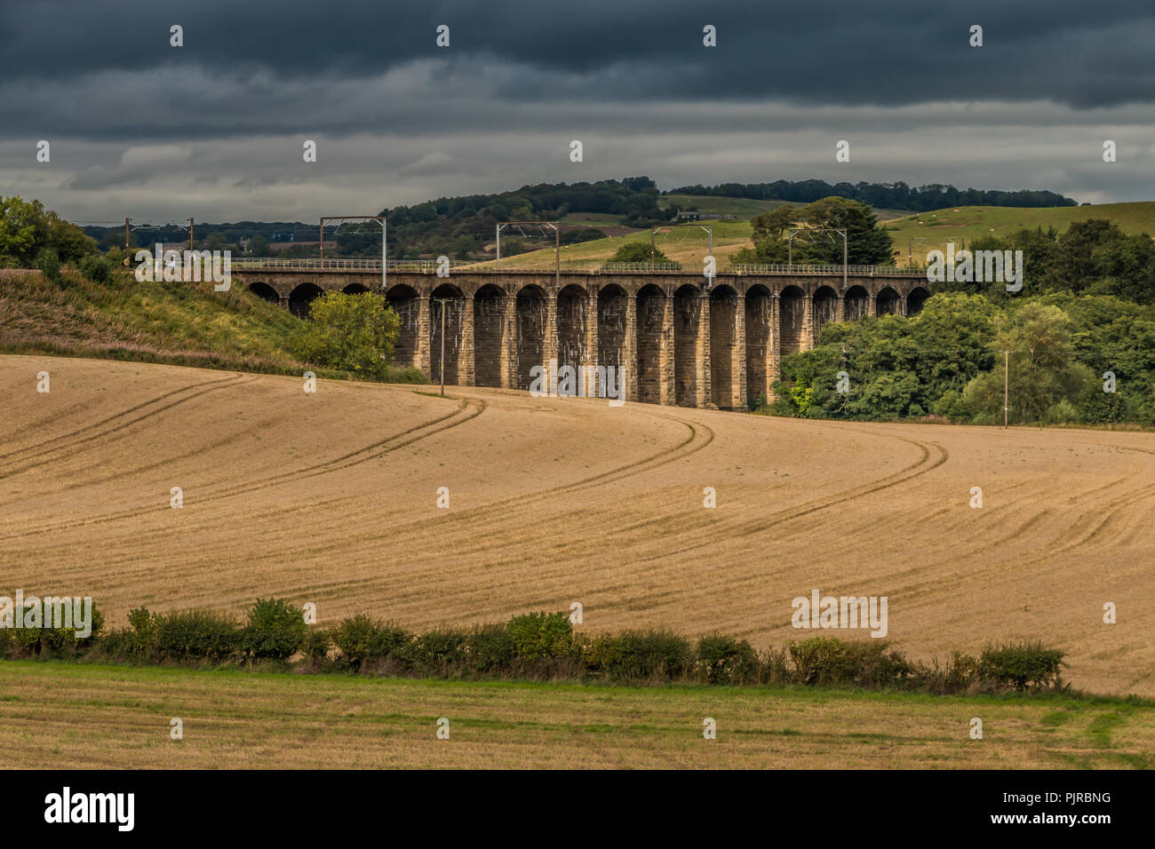 The Grade II listed Alnmouth viaduct which carries the east coast main ...