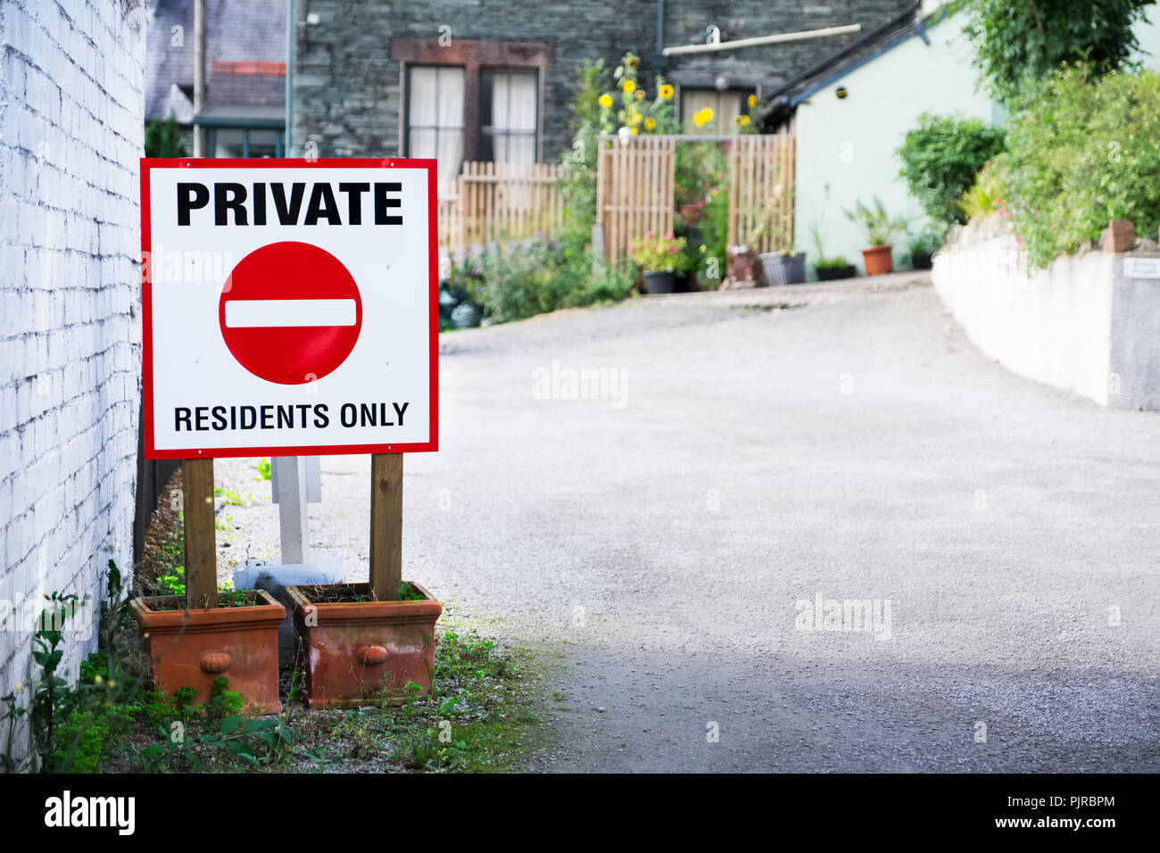 Private residents only sign at car park entrance Stock Photo - Alamy