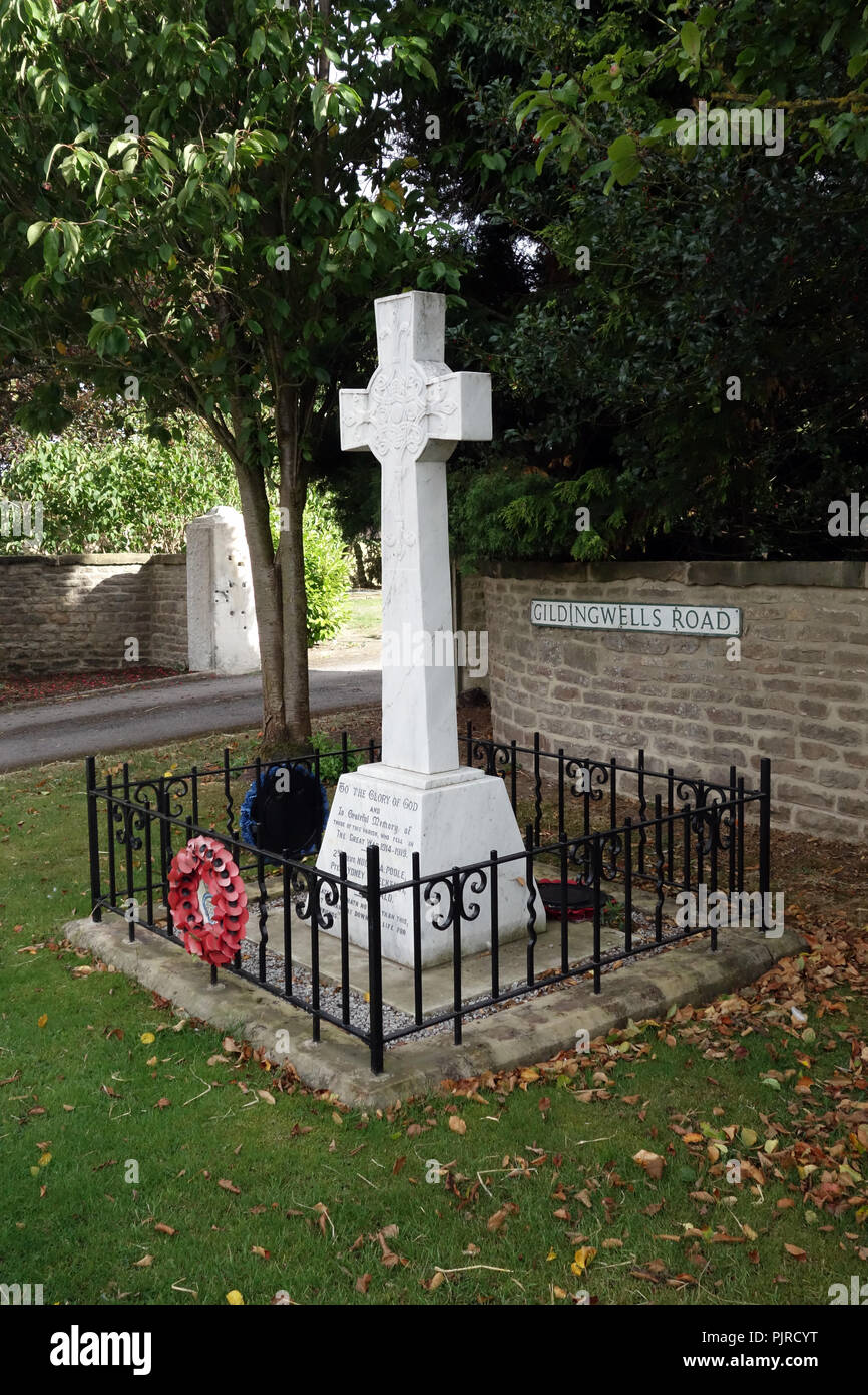 War Memorial Stone Cross at Letwell Village, South Yorkshire Stock ...