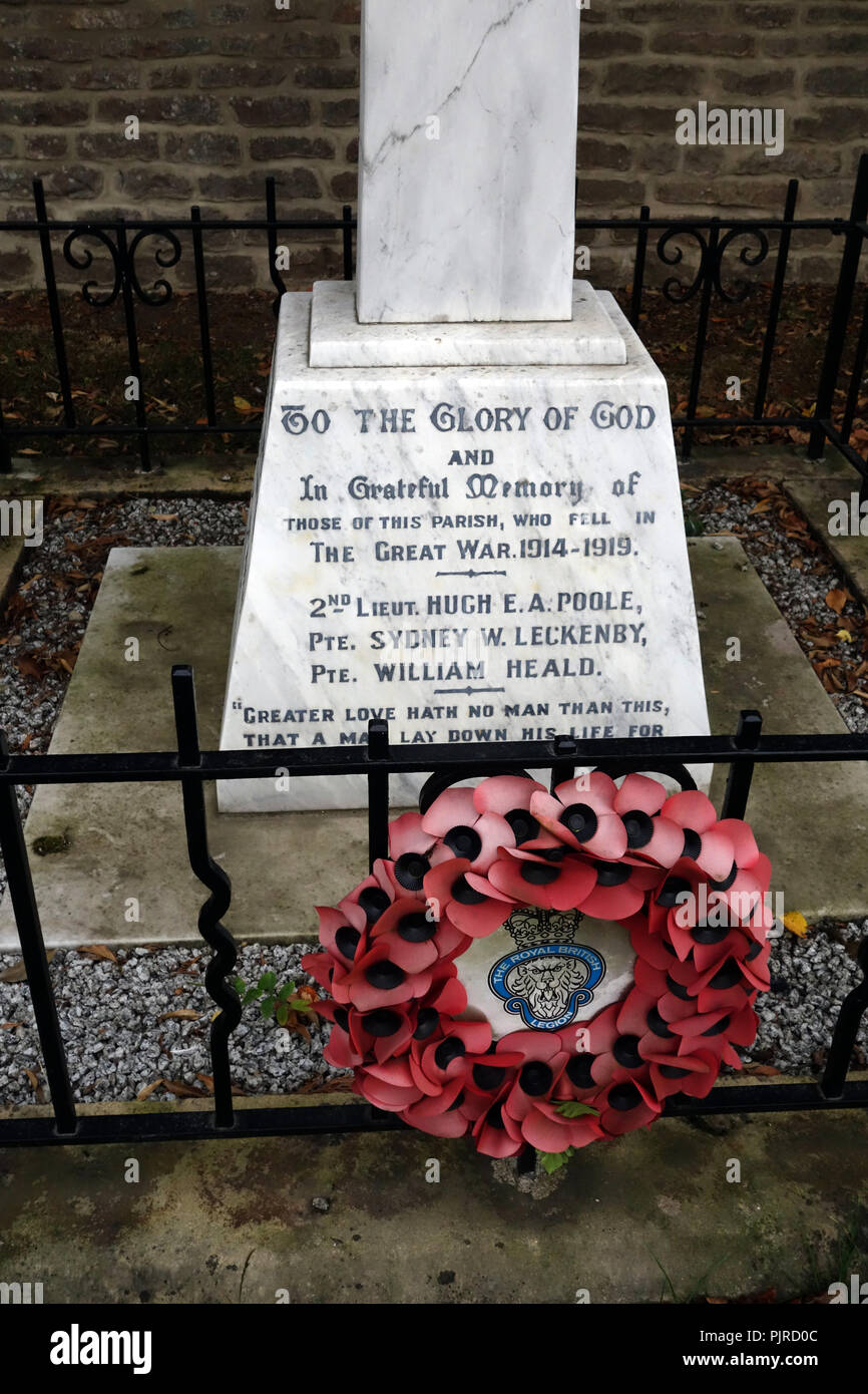 Wording detail on a War Memorial at Letwell Village, South Yorkshire ...