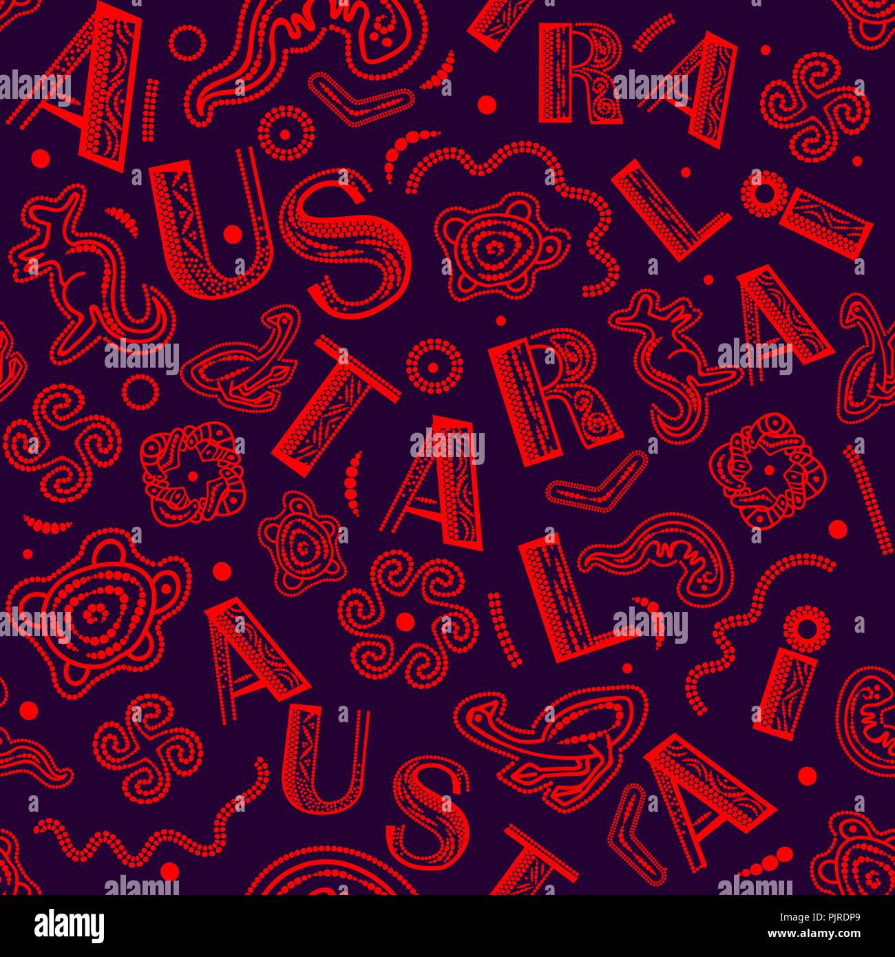 Vector seamless pattern - Australian Aboriginal Figures. Symbols of ...