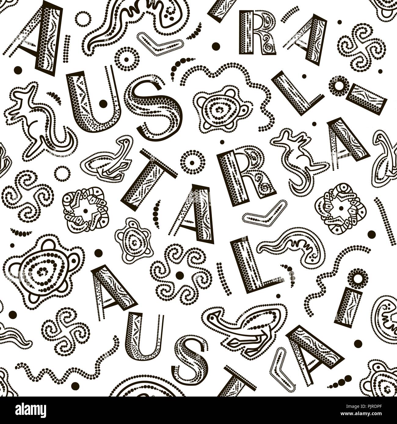 Vector seamless pattern - Australian Aboriginal Figures. Symbols of ...