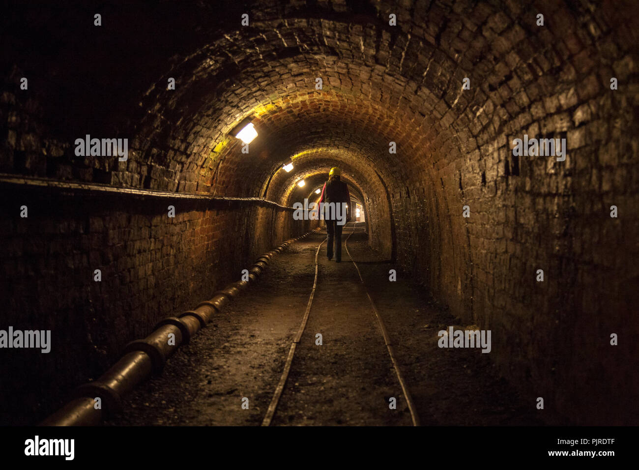 Inside the Tar Tunnel at Ironbridge Gorge museum, Shropshire, England ...