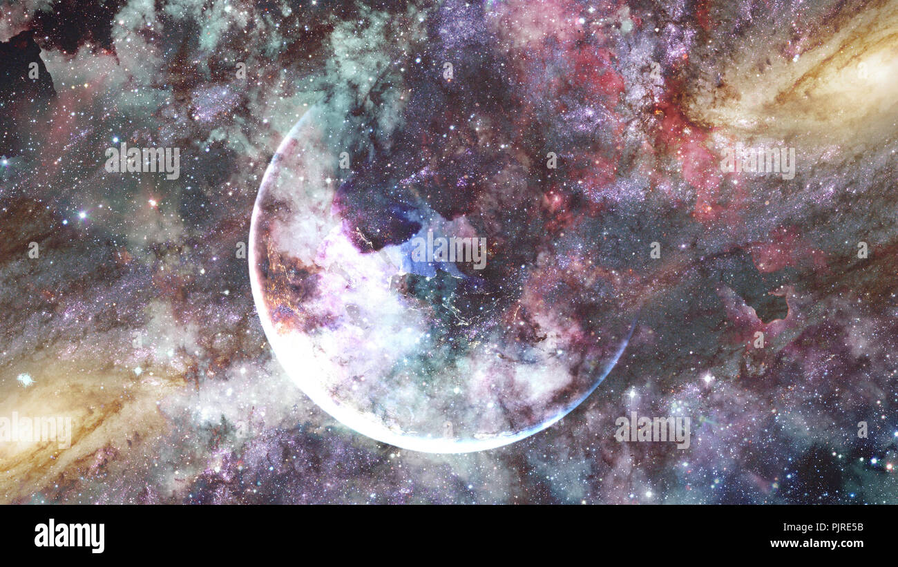 Earth and galaxies in space. Science fiction art. Elements of this ...