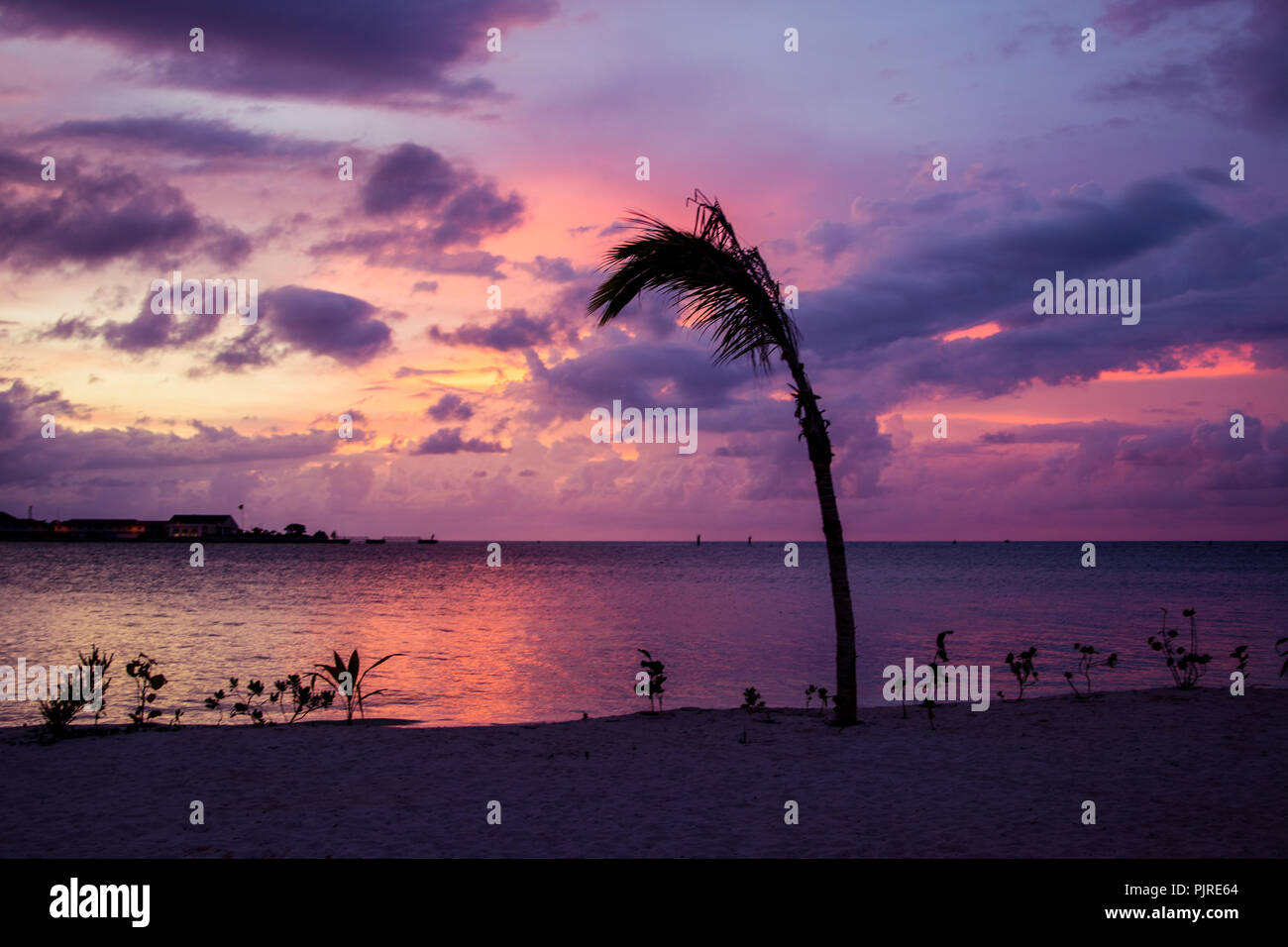 Sunset in Falmouth Jamaica. Orange Tropical Sky. White Sand Beaches in ...