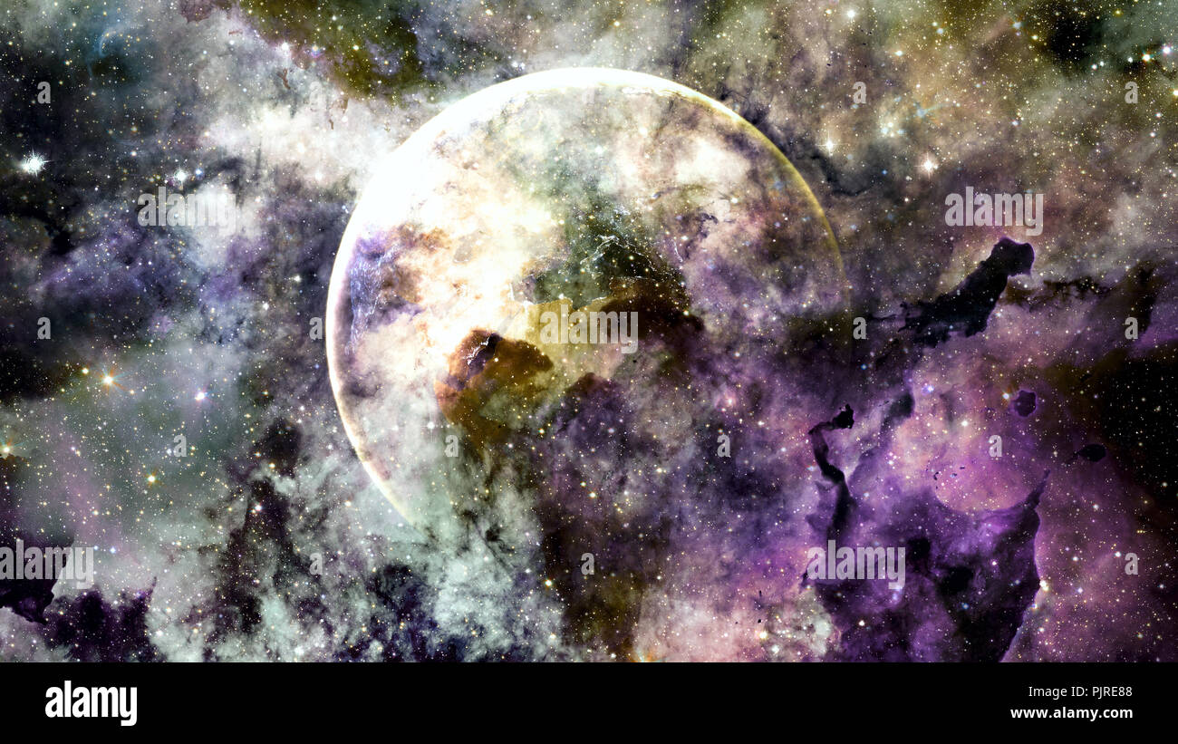 Earth and galaxies in space. Science fiction art. Elements of this ...