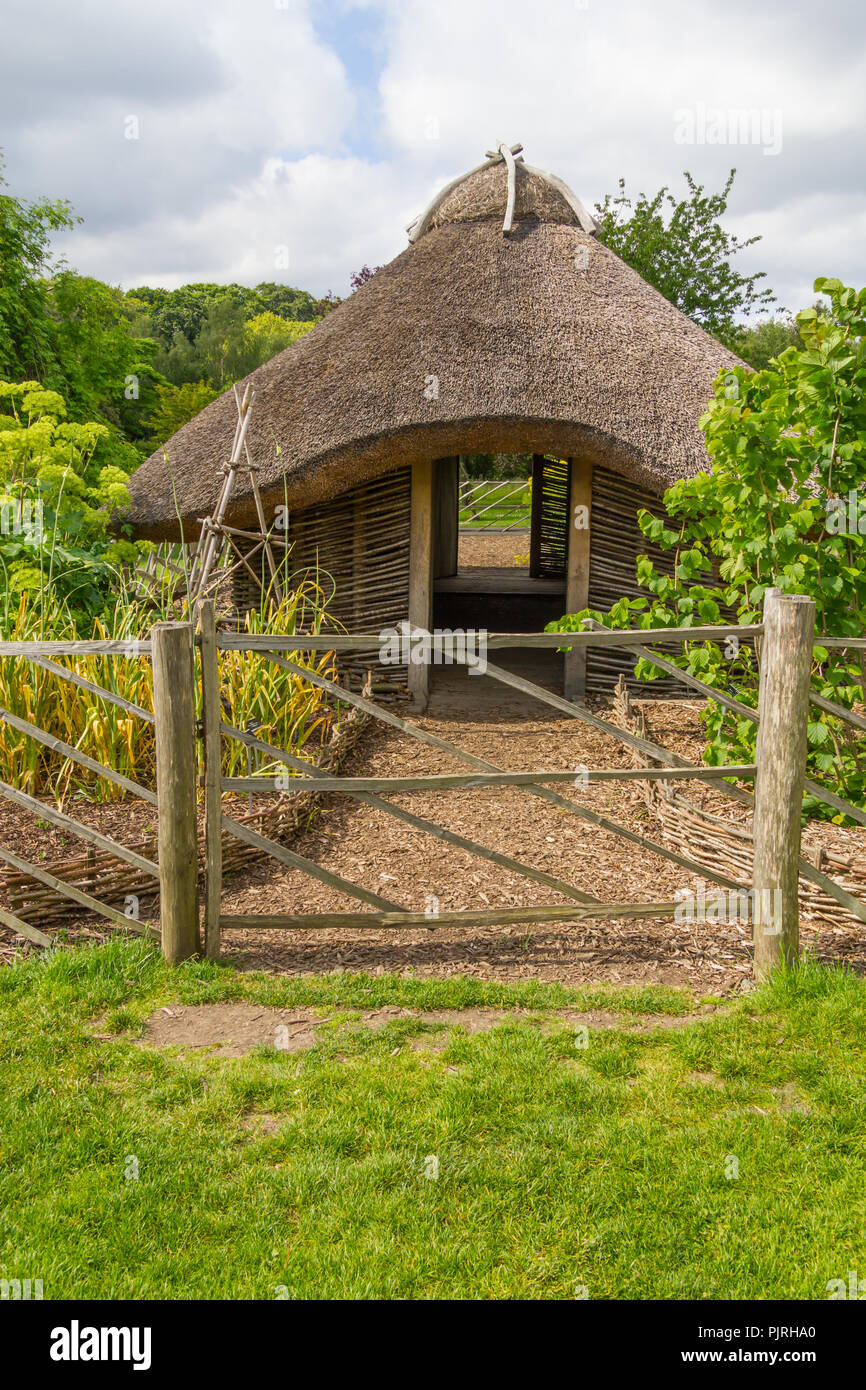 Flowers and viking house in Botanic Garden, Dublin, Ireland Stock Photo ...