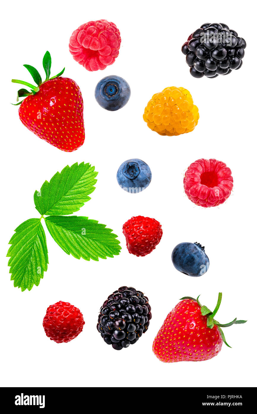 berry mix isolated on a white background Stock Photo - Alamy