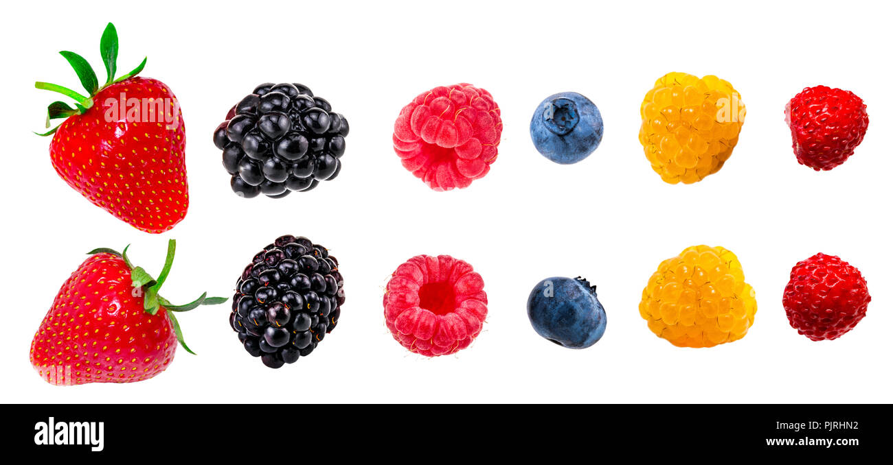 berry mix isolated on a white background Stock Photo - Alamy