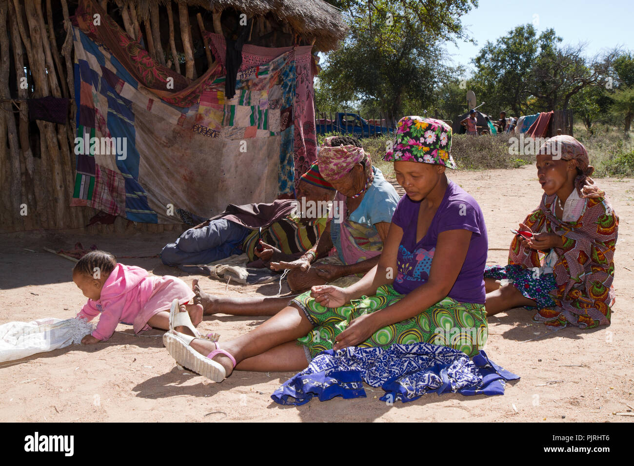 life in a san village in namibia, africa Stock Photo - Alamy