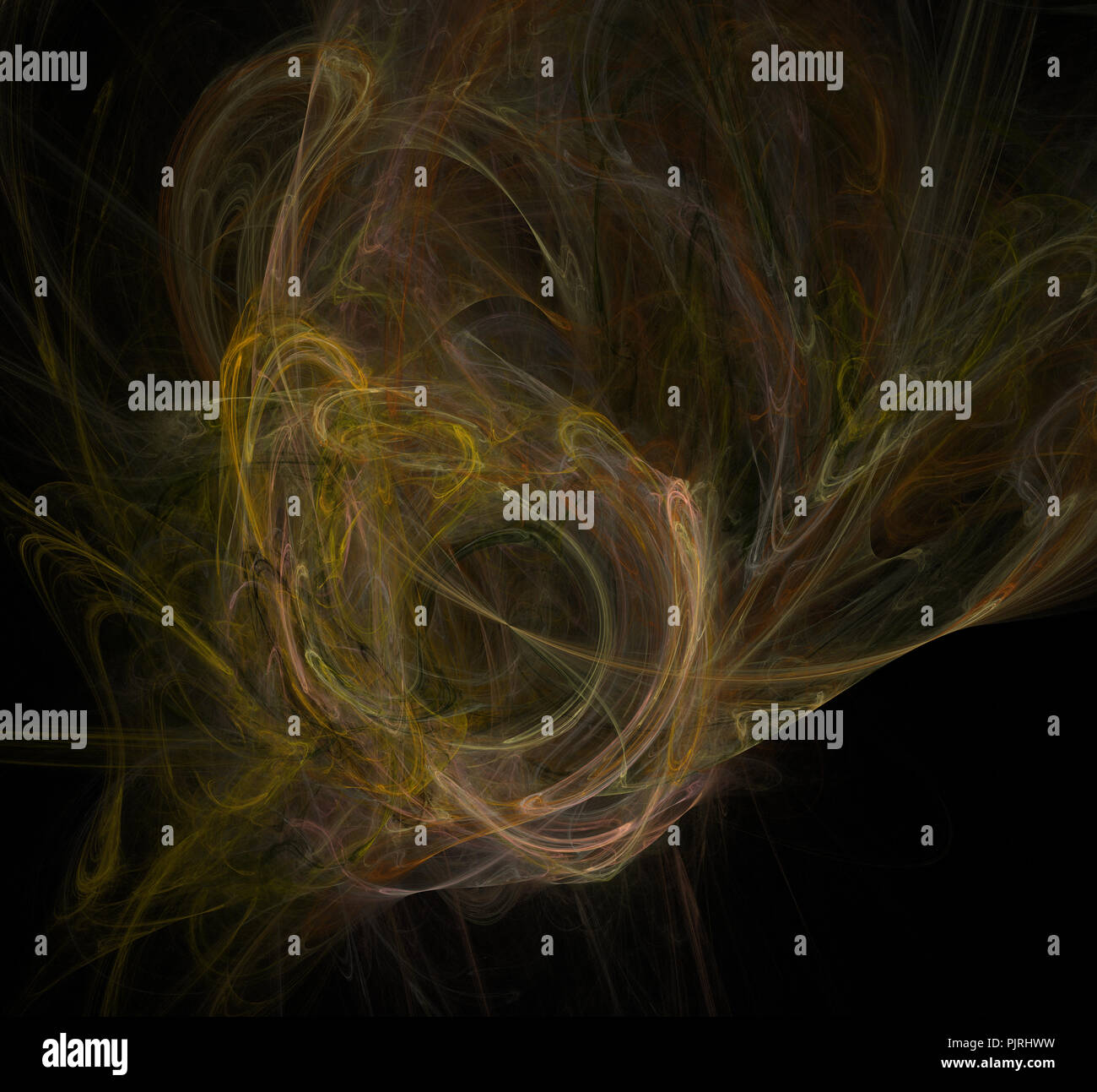 Abstract colorful yellow golden fractal on black background. Fantasy ...