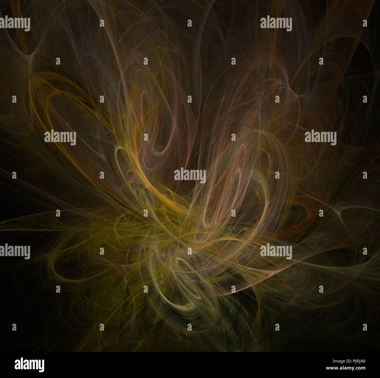 Abstract colorful yellow golden fractal on black background. Fantasy ...