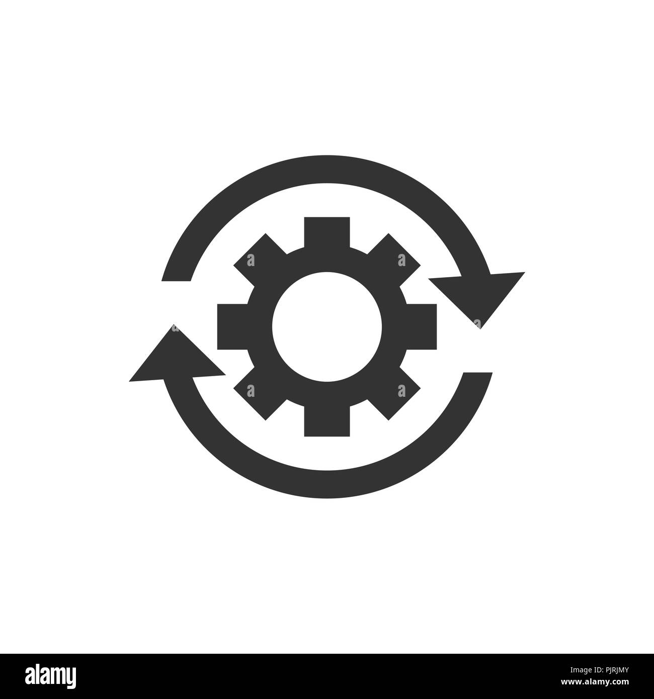 Workflow process icon in flat style. Gear cog wheel with arrows vector ...