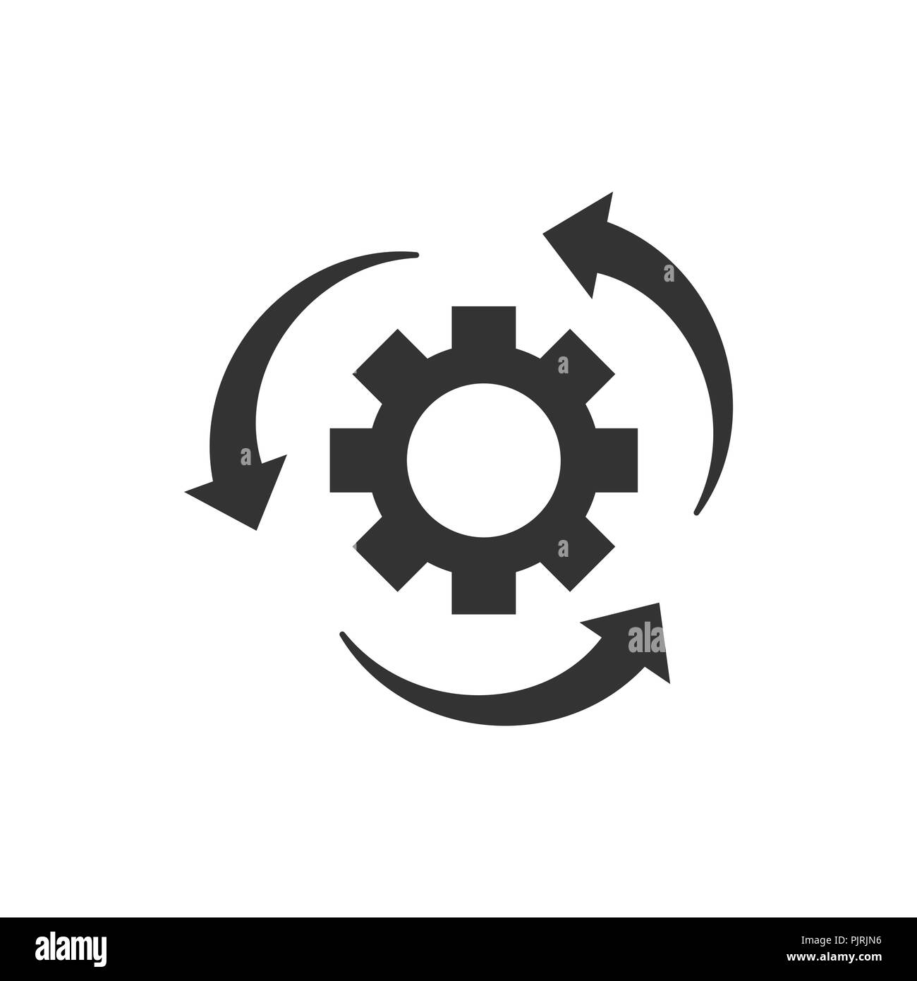 Workflow process icon in flat style. Gear cog wheel with arrows vector ...