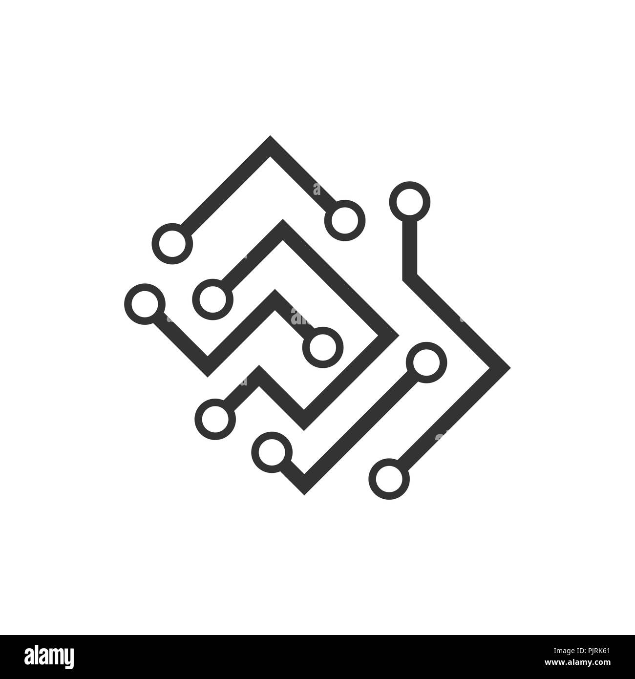 Circuit board icon in flat style. Technology microchip vector illustration on white isolated ...