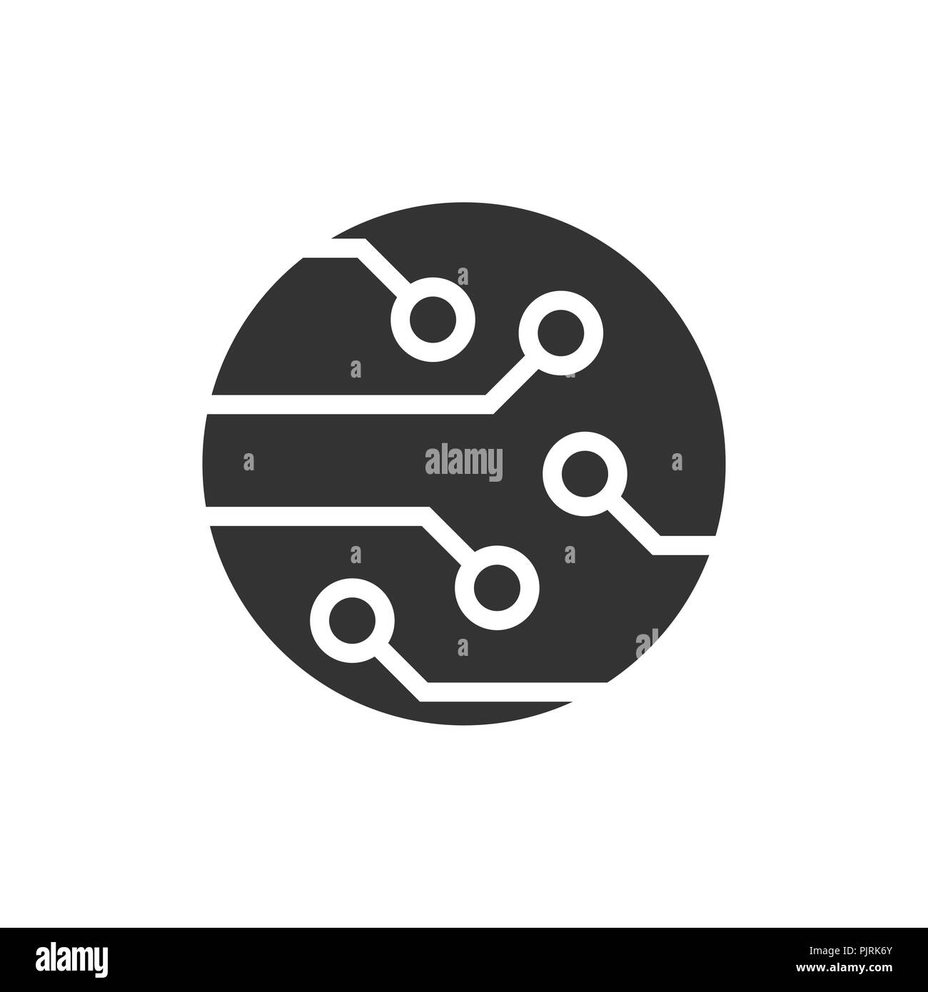 Circuit board icon in flat style. Technology microchip vector illustration on white isolated ...
