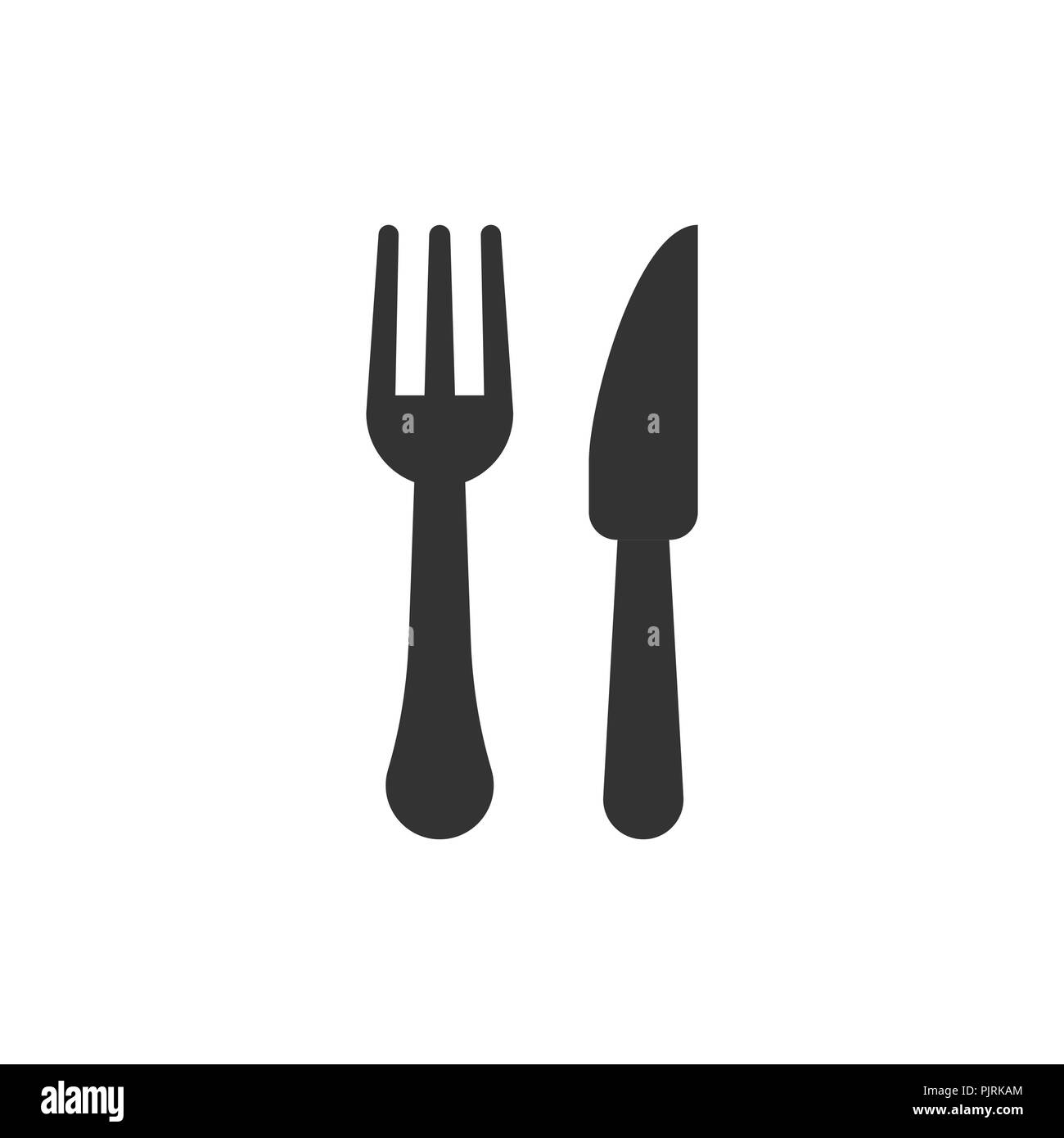 Fork and knife restaurant icon in flat style. Dinner equipment vector ...