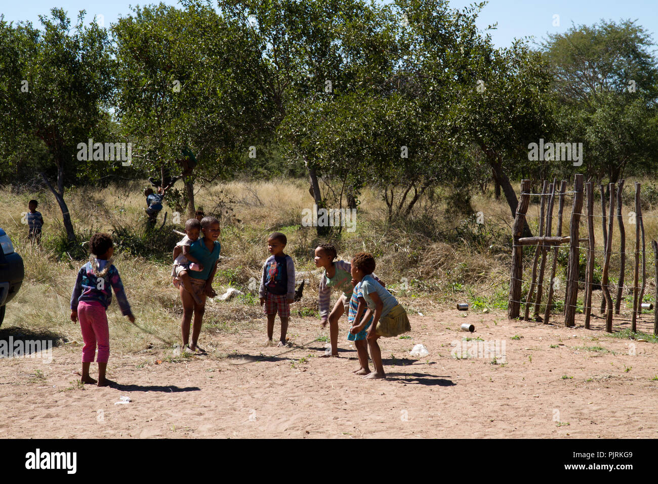 life in a san village in namibia, africa Stock Photo - Alamy