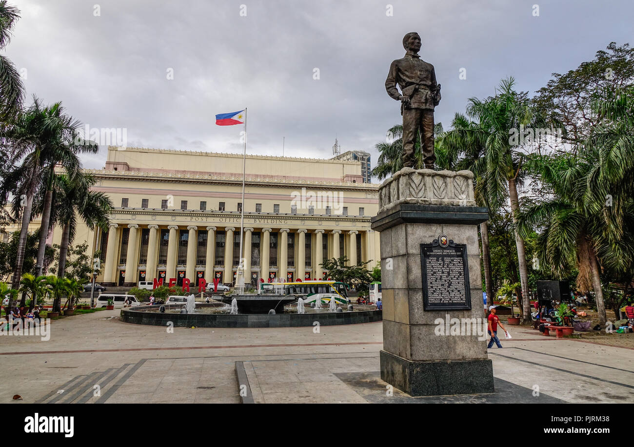 Manila, Philippines - Dec 21, 2015. Post Office Building at Intramuros ...