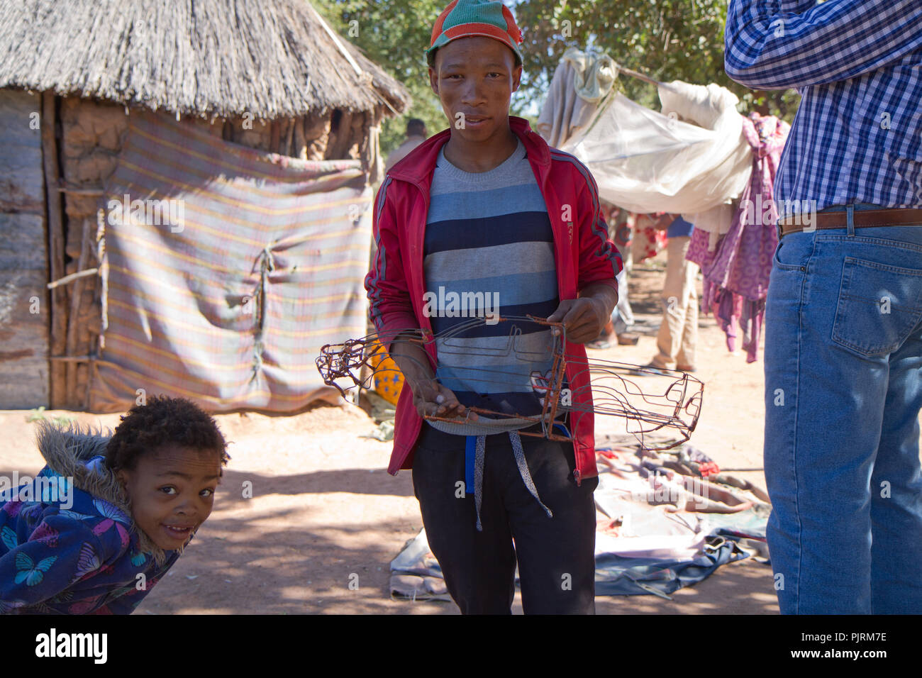 life in a san village in namibia, africa Stock Photo - Alamy