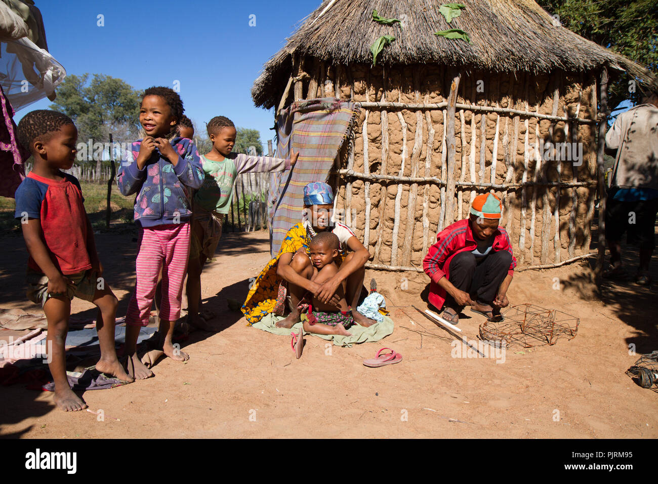 life in a san village in namibia, africa Stock Photo - Alamy