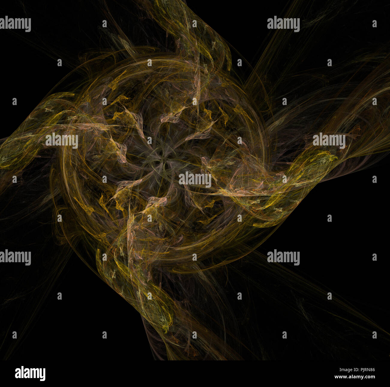 Abstract colorful yellow golden fractal on black background. Fantasy ...