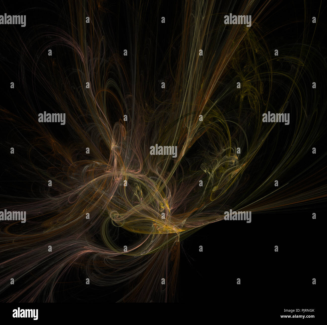 Abstract colorful yellow golden fractal on black background. Fantasy ...