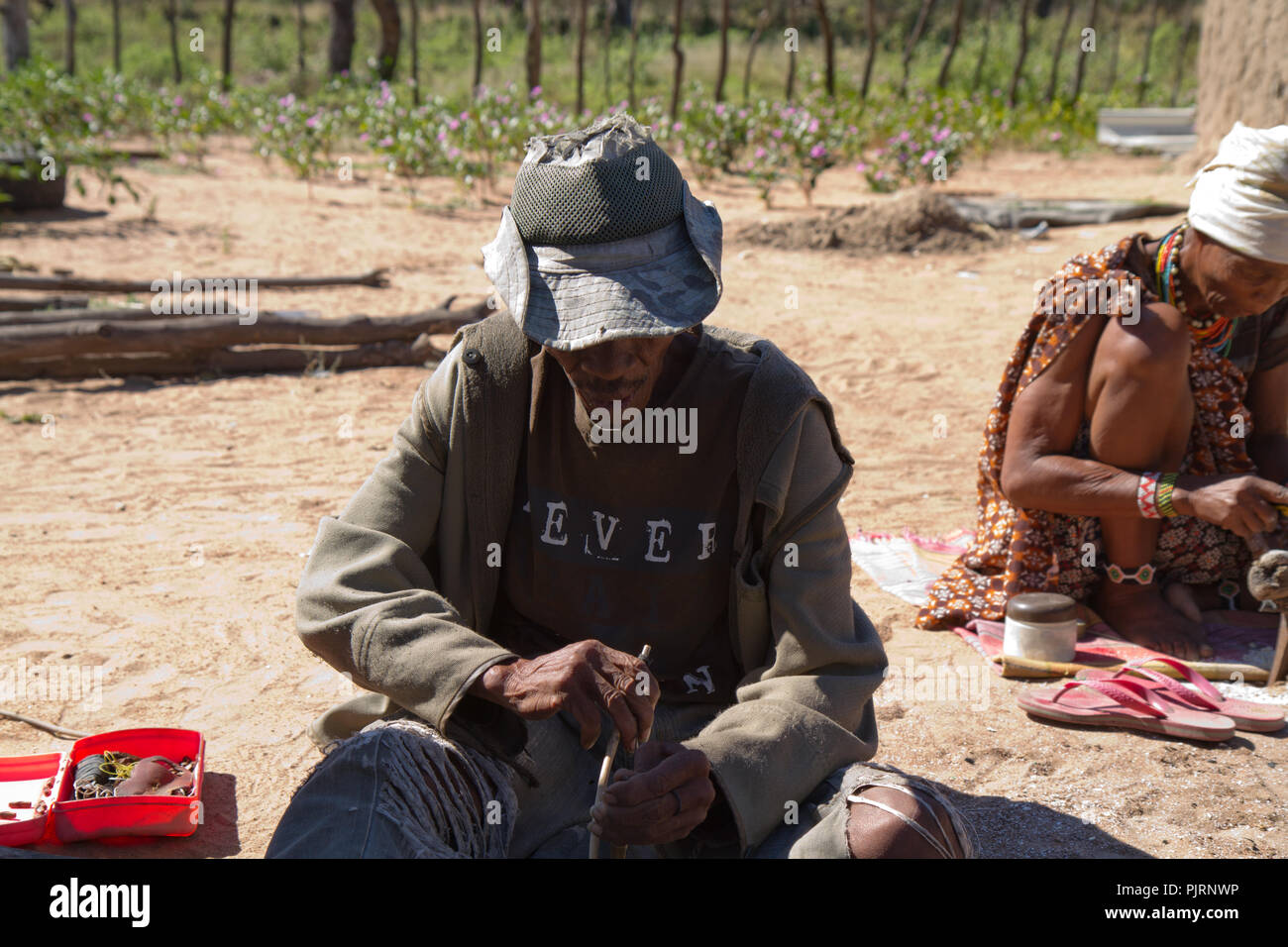 life in a san village in namibia, africa Stock Photo - Alamy