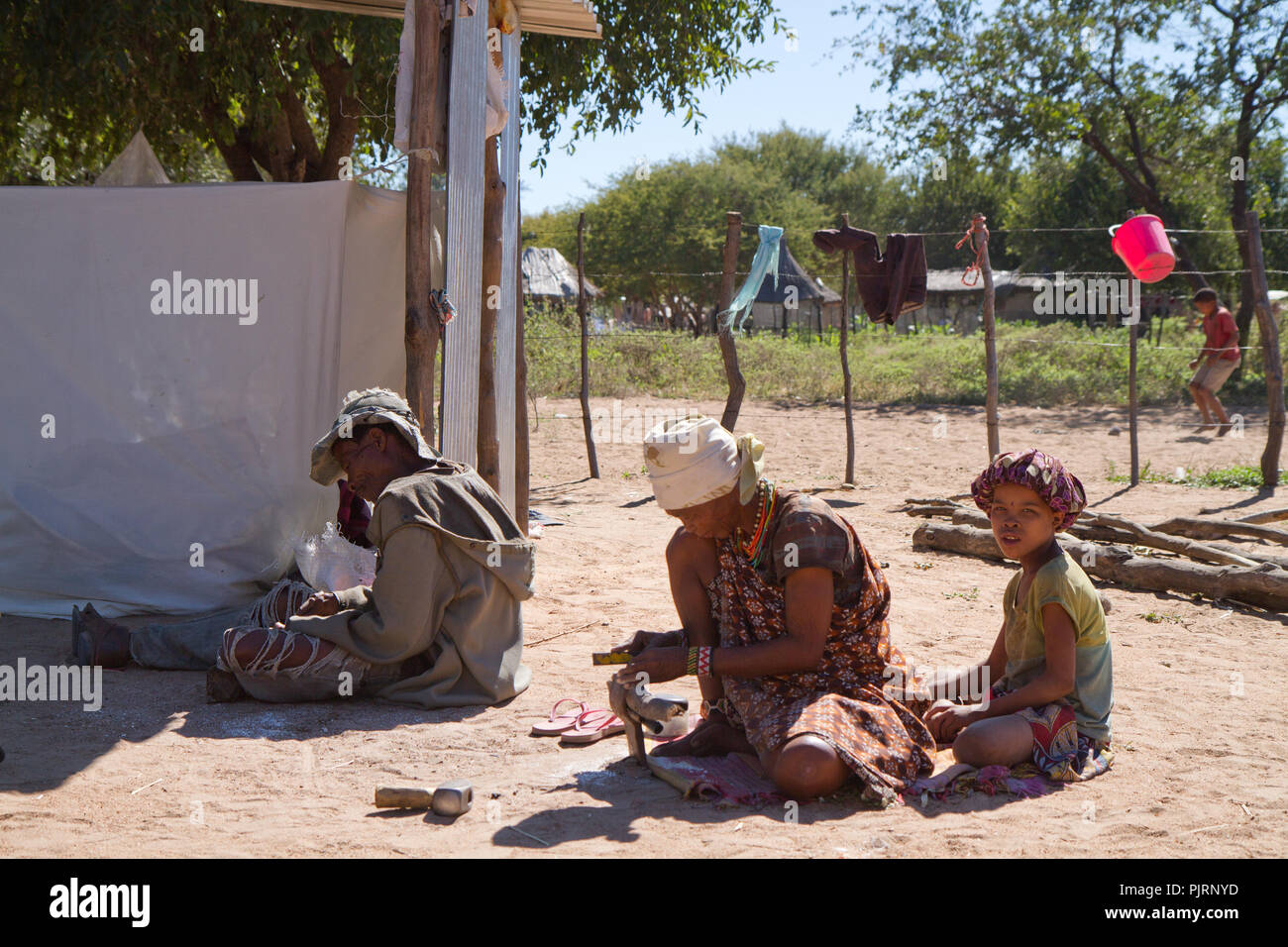 life in a san village in namibia, africa Stock Photo - Alamy