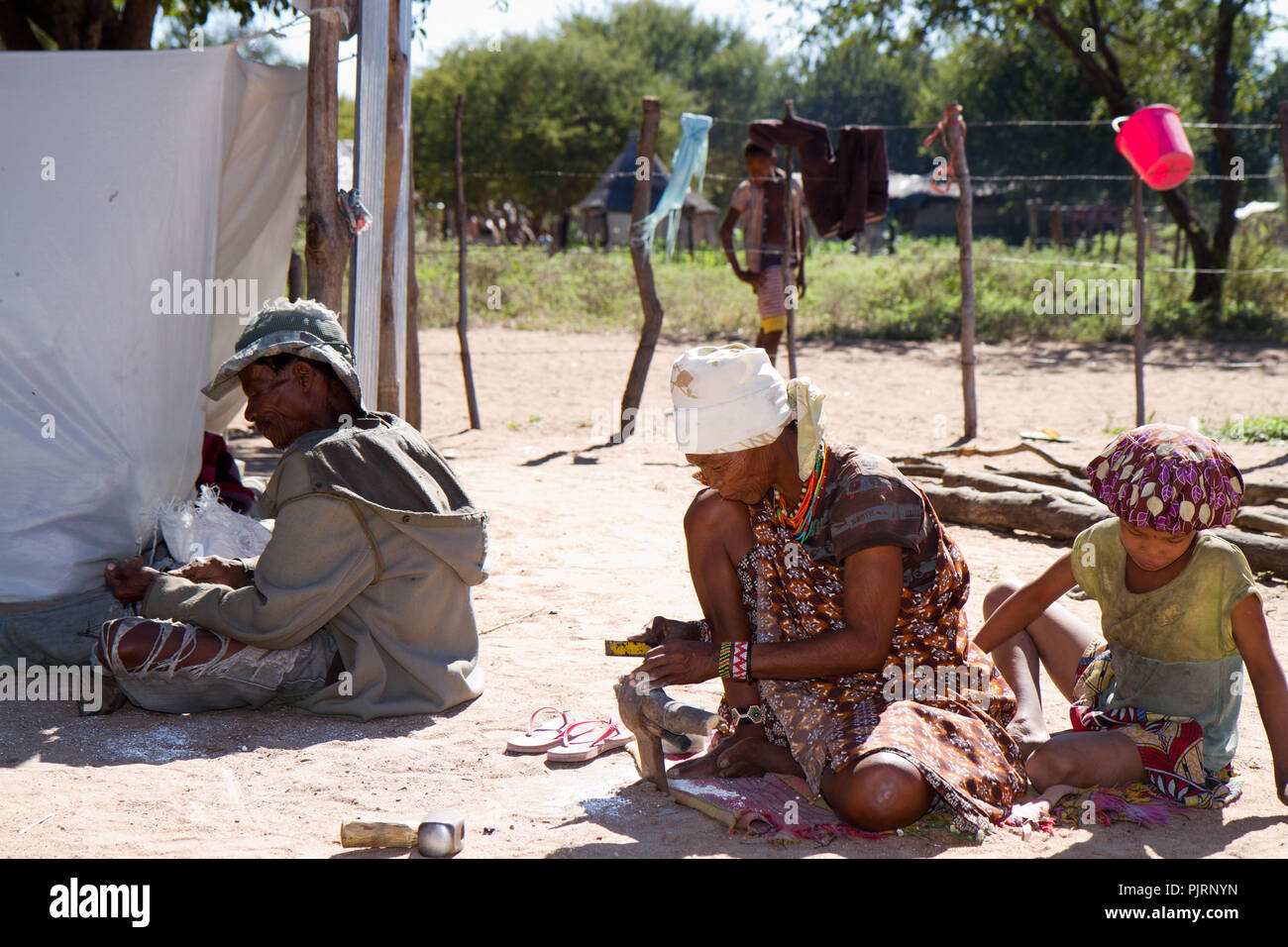 life in a san village in namibia, africa Stock Photo - Alamy