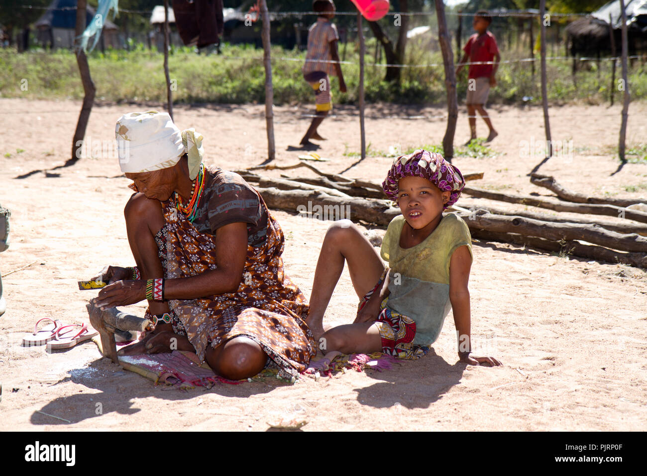 life in a san village in namibia, africa Stock Photo - Alamy