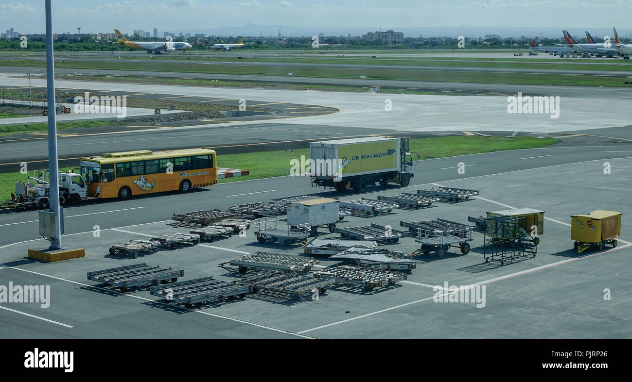 Manila, Philippines - Dec 21, 2015. Airfield of Manila NAIA Airport. In ...
